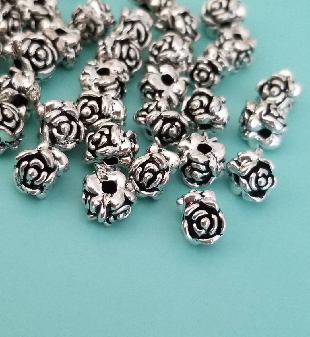 Rose Spacer Beads Circle of Roses for Bracelets Rose Charms Flower ...