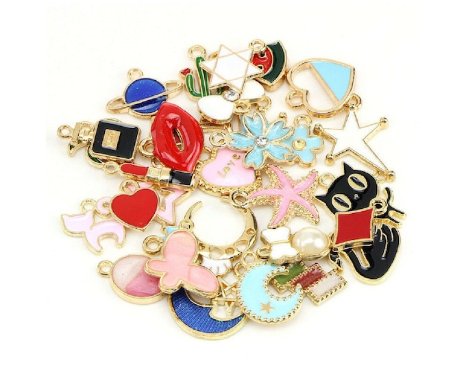 Enamel Charm Assortment Singles or Pairs Each Assortment Will Vary Destash Jewelry Supplies READ ...