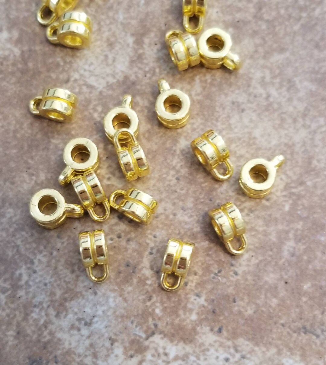 Beautiful Gold Bails for Cording Charm Holders Beading Bracelet Jewelry ...