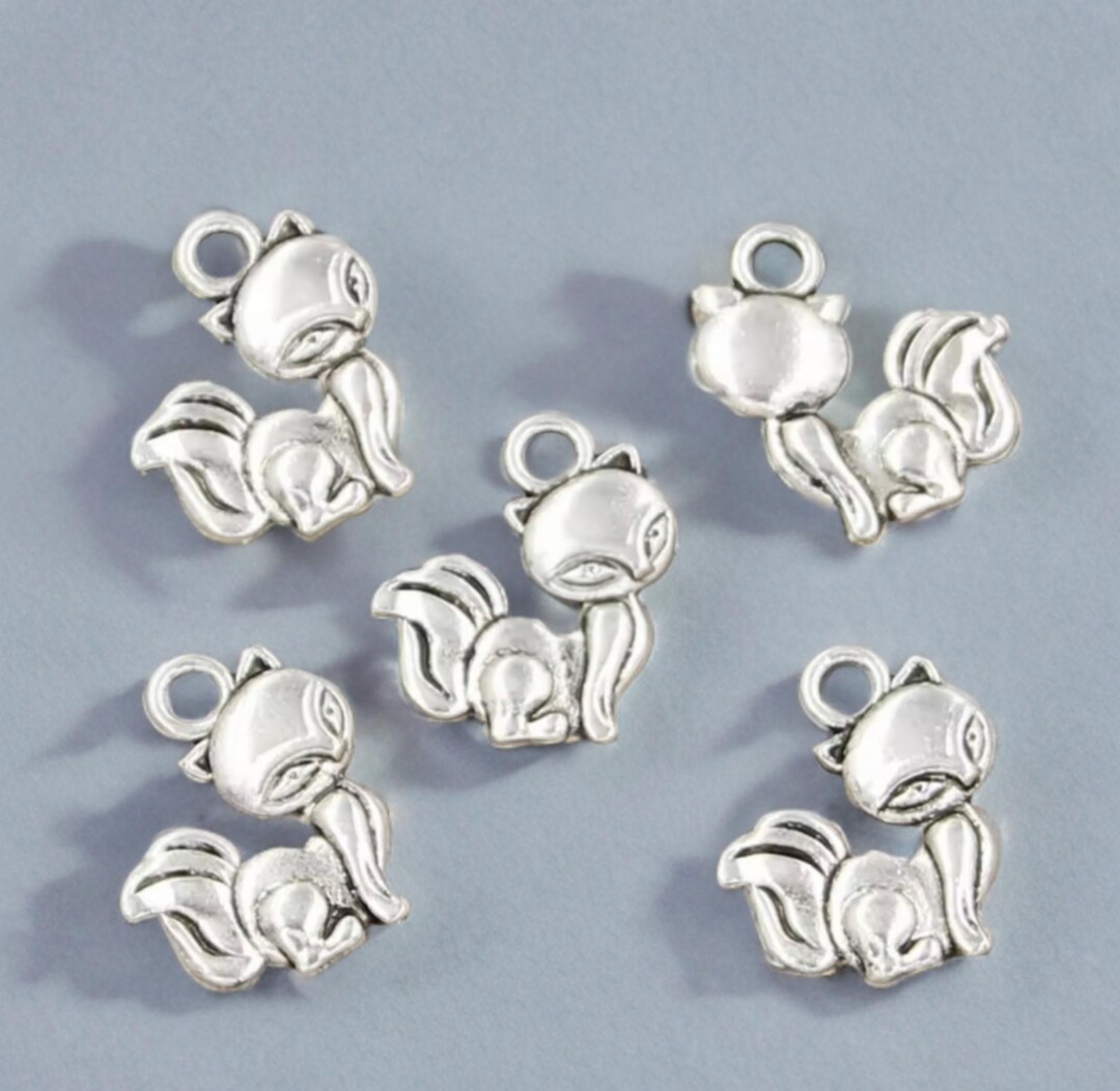 10 Adorable Little Vixen Fox Charms Silver Skunk Charms Forest Animal ...