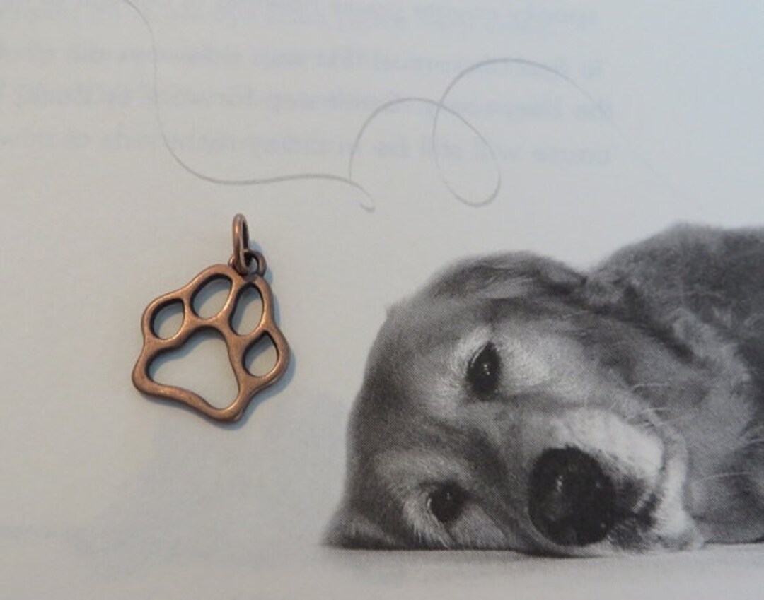 Copper Paw Print Charms Tone With Jump Rings Connectors Dog Pet Jewelry ...