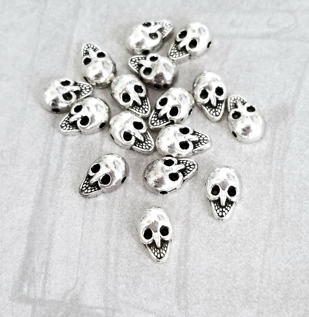 Creepy Skull Spacer Beads Little Grinning Skull Beads Halloween ...