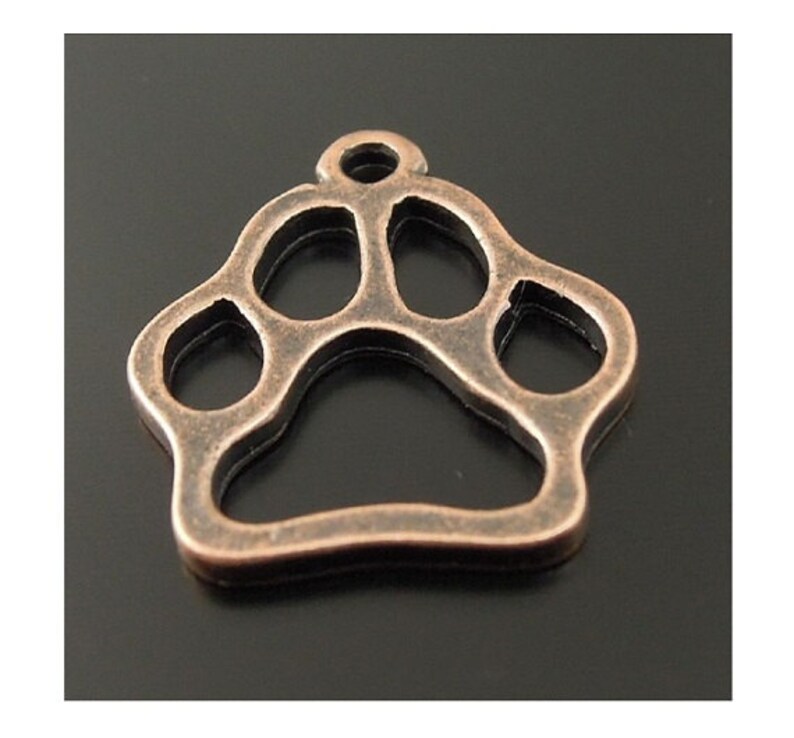 Copper Paw Print Charms Tone With Jump Rings Connectors Dog Pet Jewelry ...