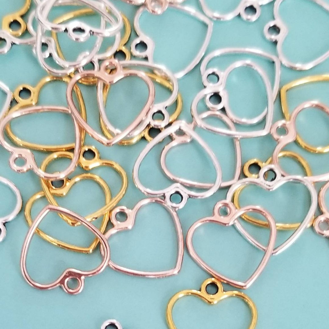 Darling Heart Charms Mini Heart Charms Silver Gold Rose Gold Valentine ...