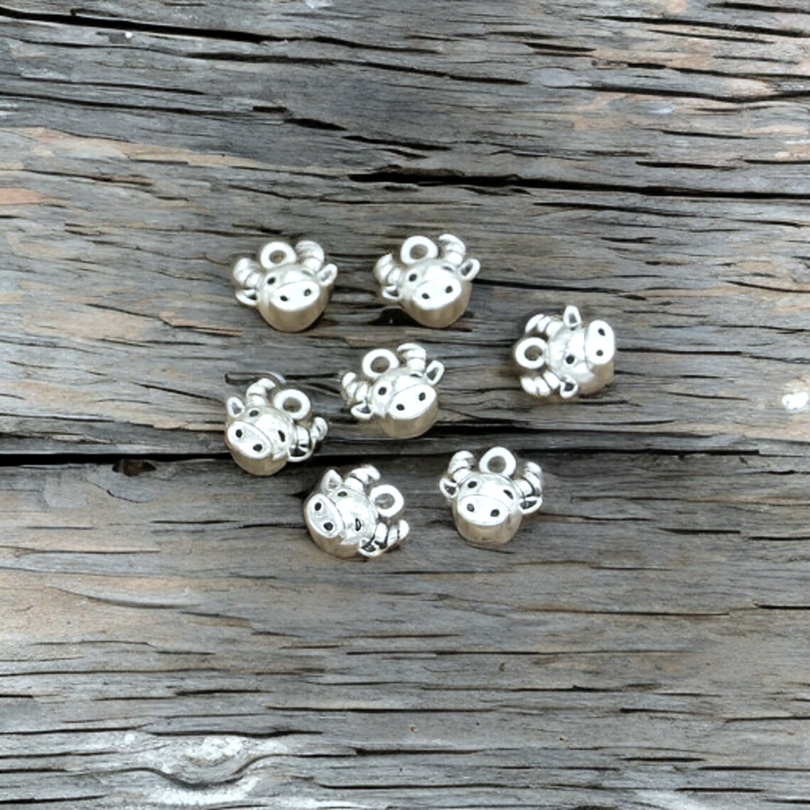 6 Tiny Cow Charms Mini Cow Head Charms Little Farm Animal Charms ...