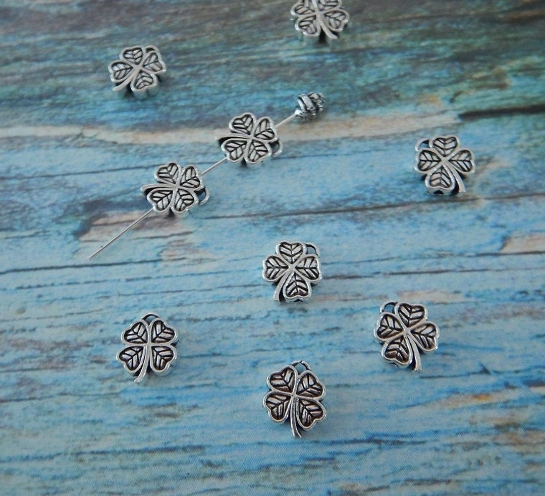 10 Four Leaf Clover Beads With Loop - Can Be Used as Bail St. Patrick's ...