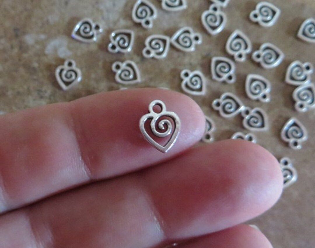 Tiny Swirl Heart Charms Very Small Love Valentine Mini Hearts Jewelry ...