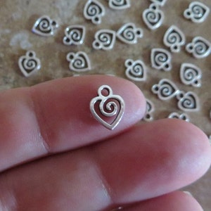 Tiny Swirl Heart Charms Very Small Love Valentine Mini Hearts Jewelry ...