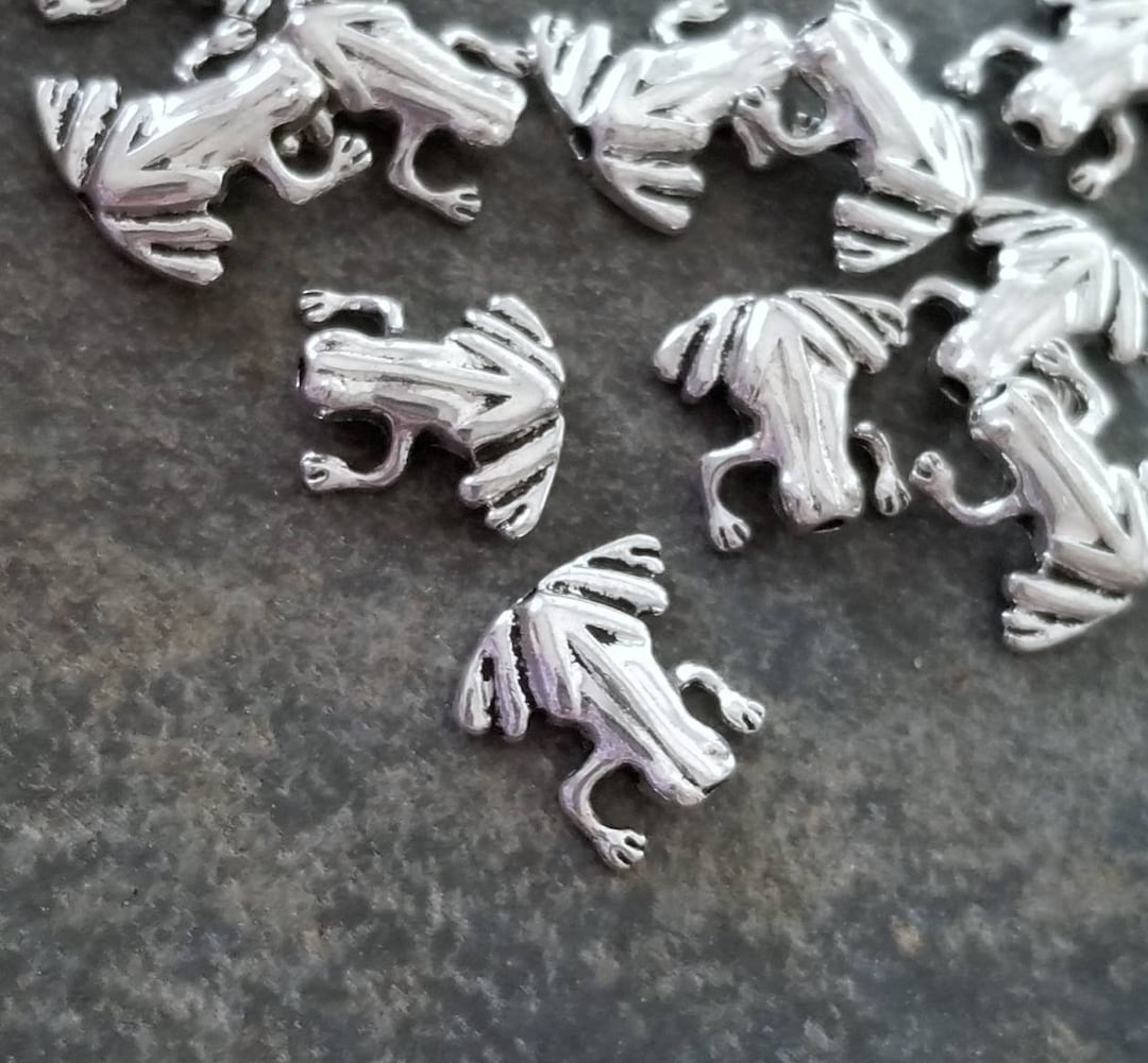 10 Frog Spacer Beads Adorable 3D Toads Boho Bracelet Beads Spirit Totem ...