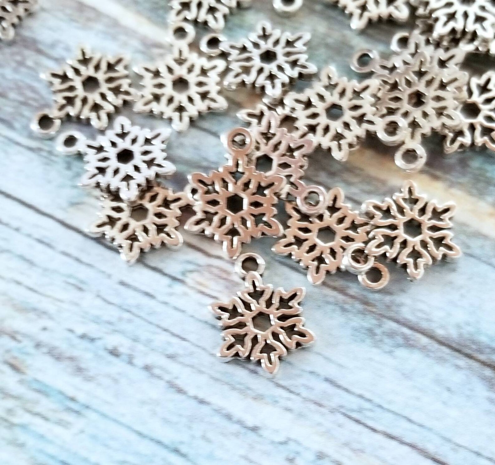 Mini Snowflake Charms Sweet Little Filigree Winter Snowflakes Silver ...