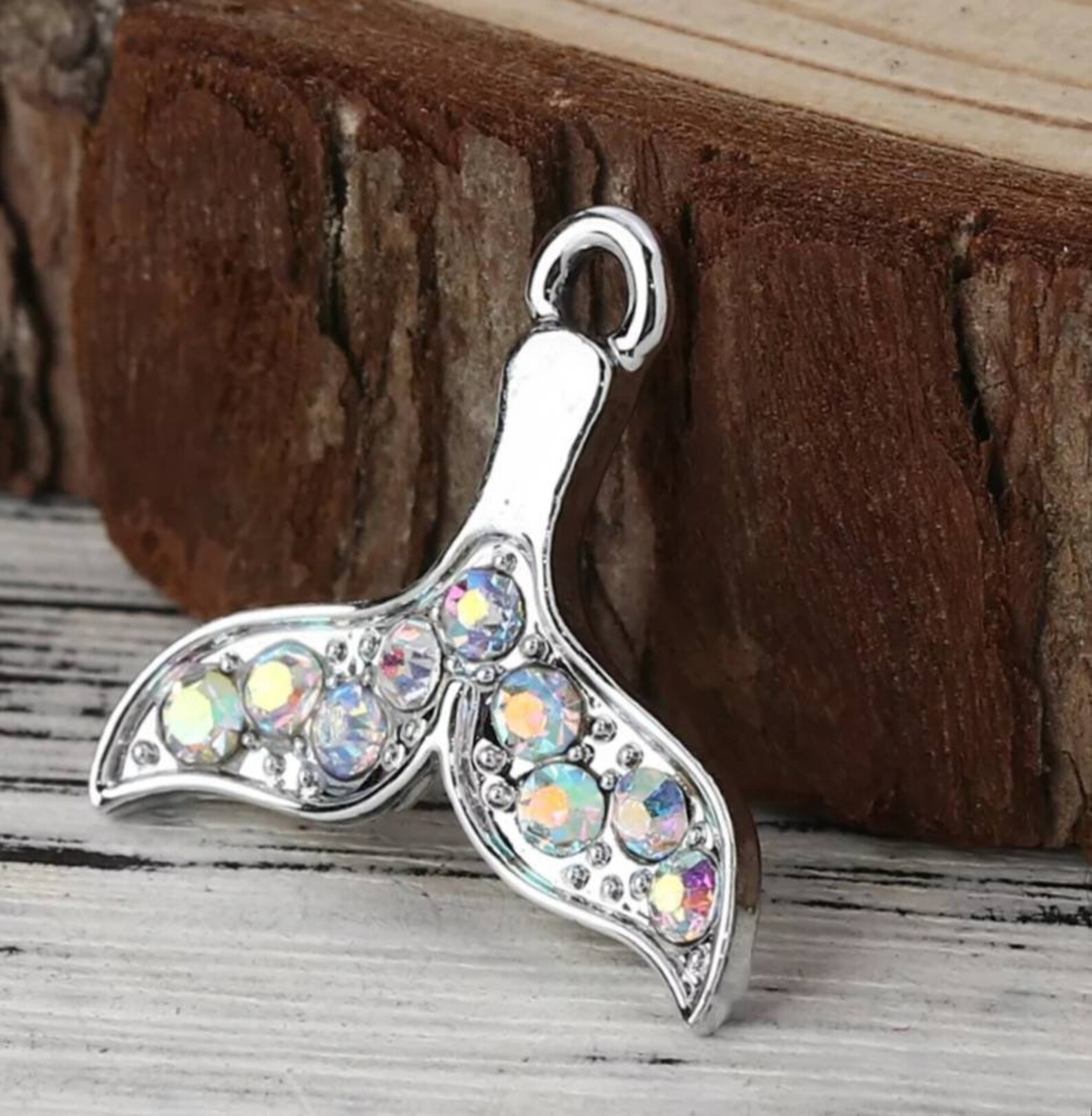 Crystal Mermaid Tail Charms Whale Fish Tails Silver or Gold - Etsy