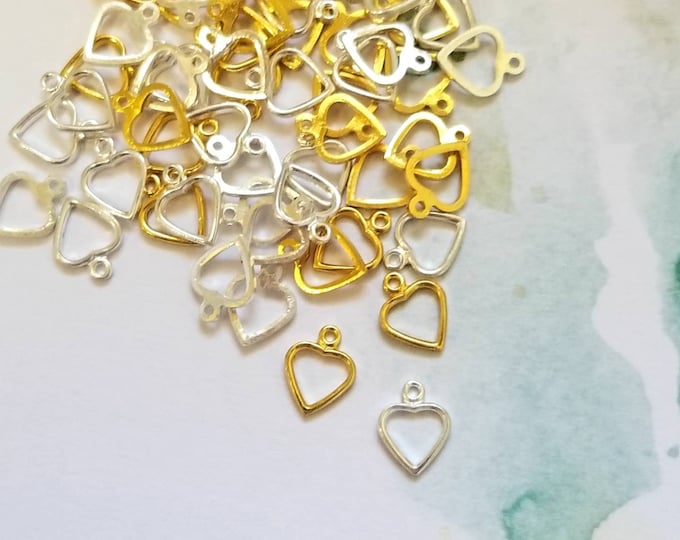 Teeny Tiny Heart Charms Mini Heart Charms Valentine's Day Charms Heart ...