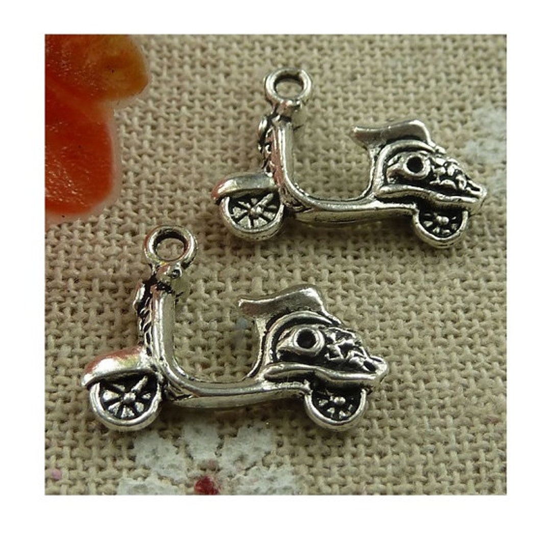 Motor Bike Charms Vespa Motor Scooters Light Antique Silver Double ...