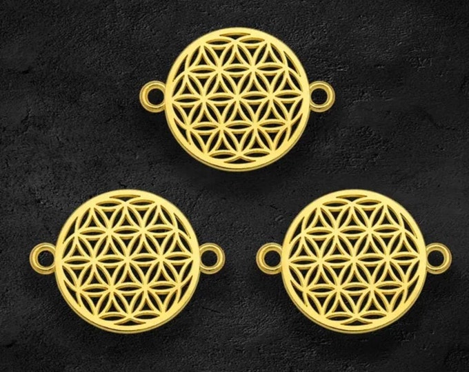 Gold Flower of Life Connectors Bohemian Bracelet Connectors Filigree ...