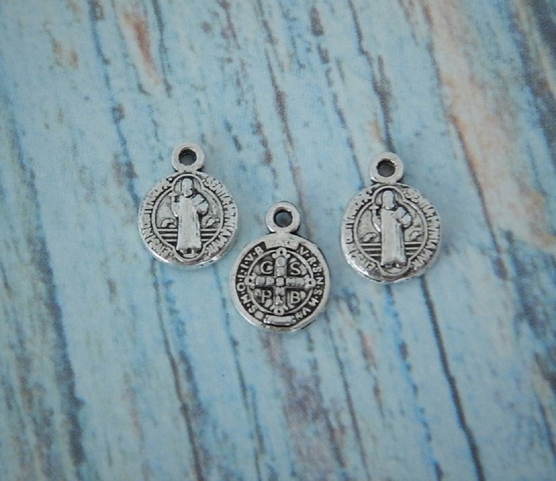 10 Tiny St Benedict Charms Silver Bronze Gold Saint Benedict | Etsy