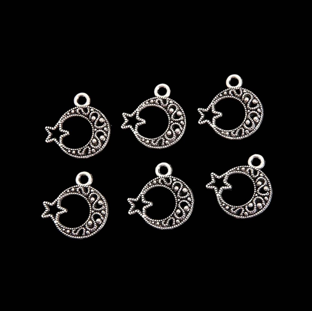 Lovely Filigree Moon and Star Charms Filigree Celestial Charms Double ...