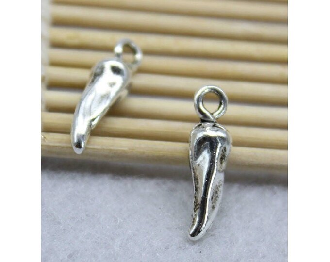 10 Small Hot Chili Pepper Charms Silver Tone Foodie Chilies Peppers ...