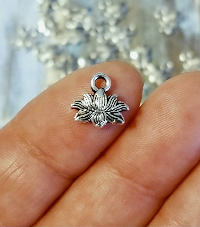 Tiny Lotus Charms Sweet Mini Lotus Flowers With Ohm Boho Jewelry ...