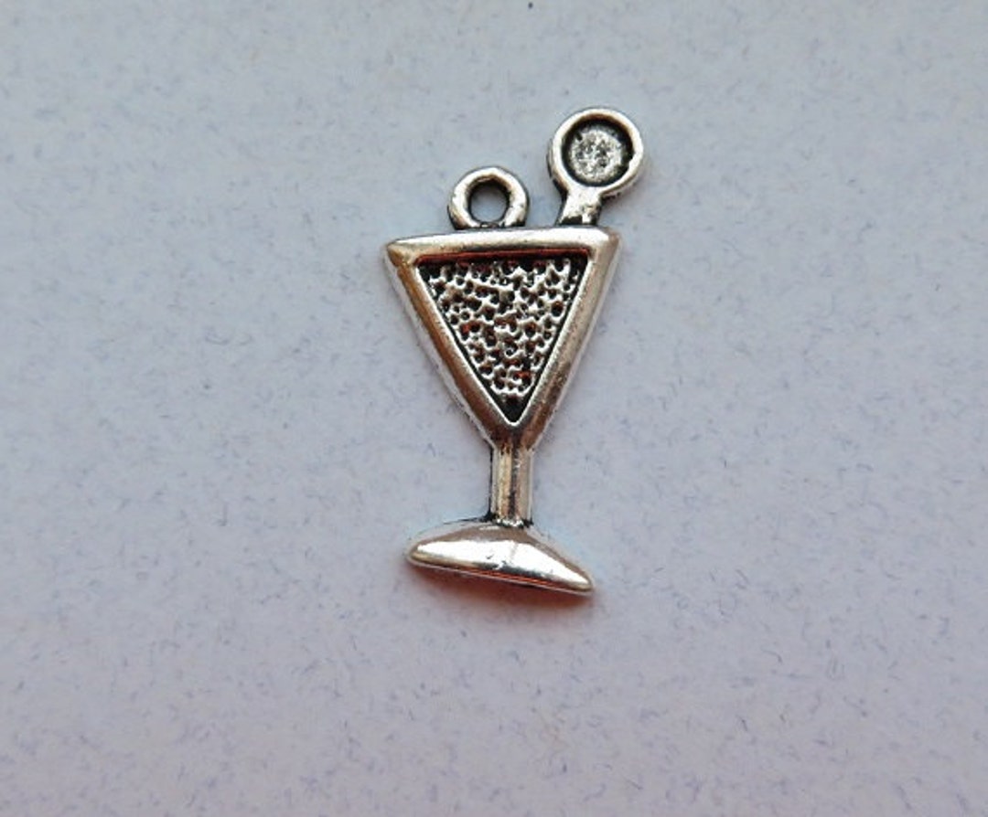 10 or 30 Martini Cocktail Glass Charms Antique Silver Tone Drink ...