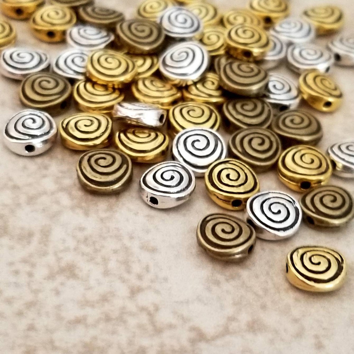 Swirl Spacer Beads Labyrinth Beads Silver Antique Gold and - Etsy