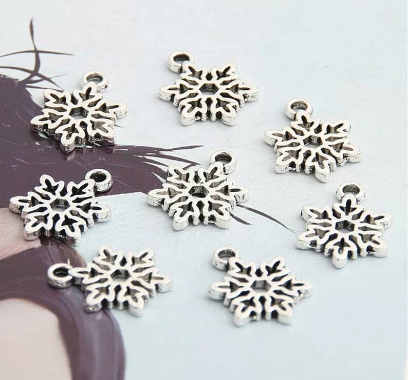 Mini Snowflake Charms Sweet Little Filigree Winter Snowflakes Silver ...