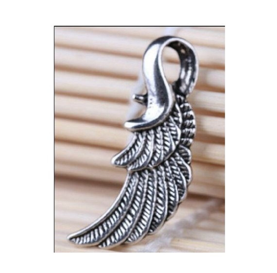 8 Lovely Detailed Larger ANGEL WING Pendants Large Loop Wings | Etsy