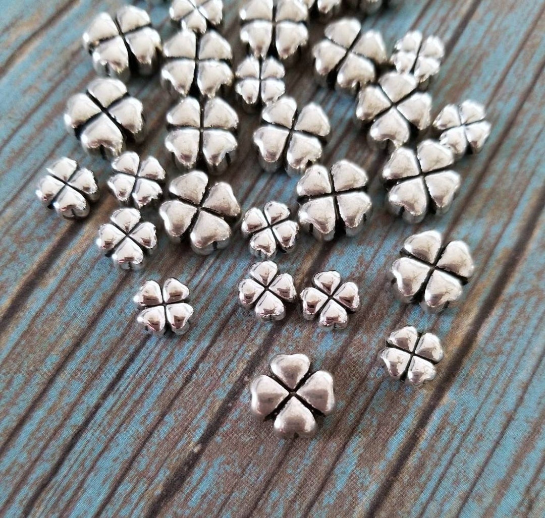 Four Leaf Clover Spacer Beads Silver Beads for Good Luck Charms Irish ...