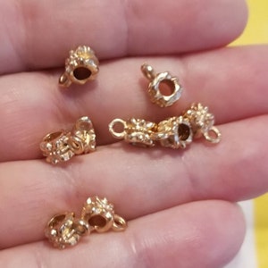 10 Little Bails Mini Bead Bails Spacer Beads With Loop Silver Gold ...