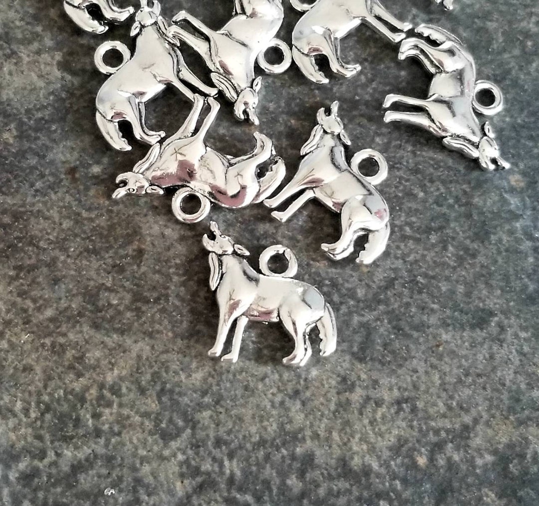 Howling Wolf Charms Shiny Silver Coyote Charms Wild Animal Double Sided ...