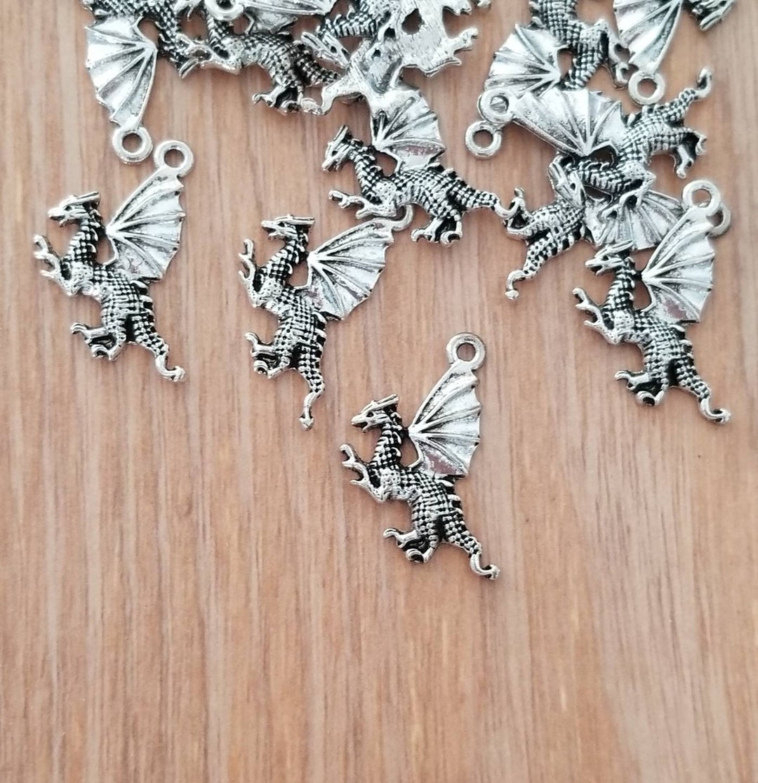 Small Dragon Charms Antique Silver Dragon Charms Fantasy Charms Viking ...