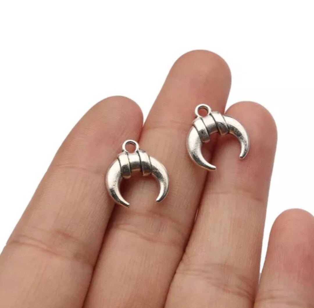 10 Little Crescent Horn Charms Mini Boho Charms Crescent Moon Charms ...