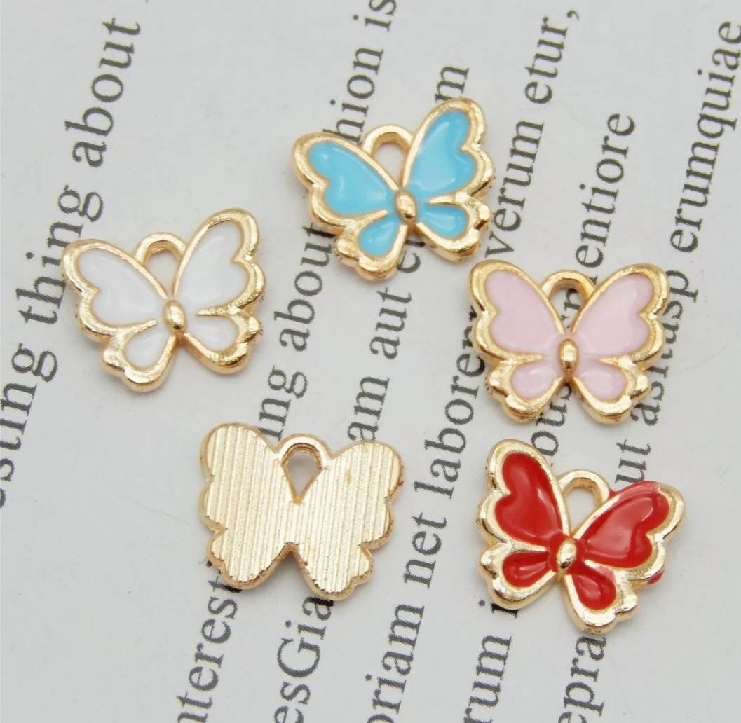 6 Enamel Butterfly Charms Colorful Small Butterfly Charms Bracelet ...