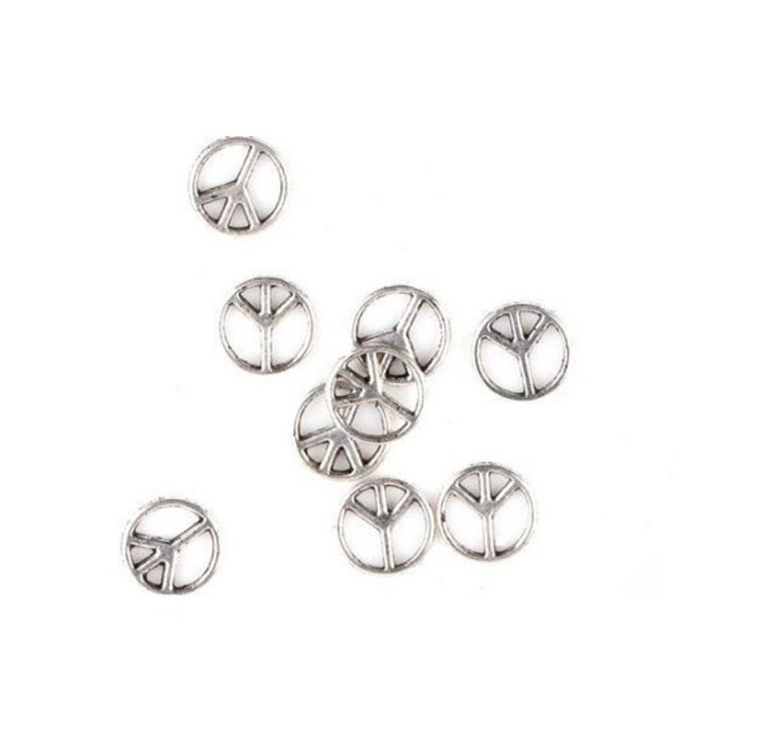 12 Tiny Peace Charms Embellishments No Loop Mini Peace Connectors ...