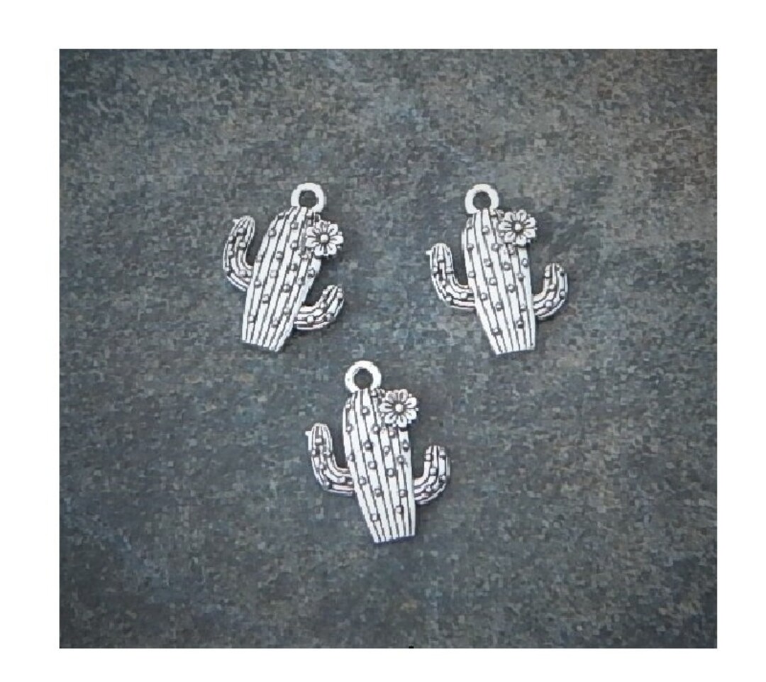 10 Cactus Charms Desert Flower Plant Charms Southwest Jewelry Supplies ...