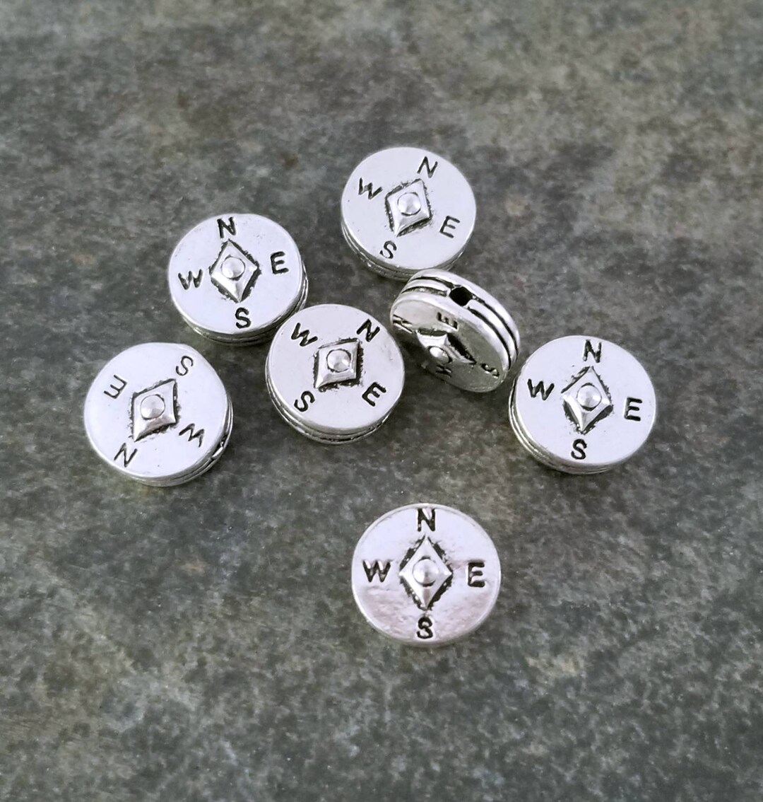 Compass Spacer Beads Rustic Compass Beads Compass Bracelet Charms ...