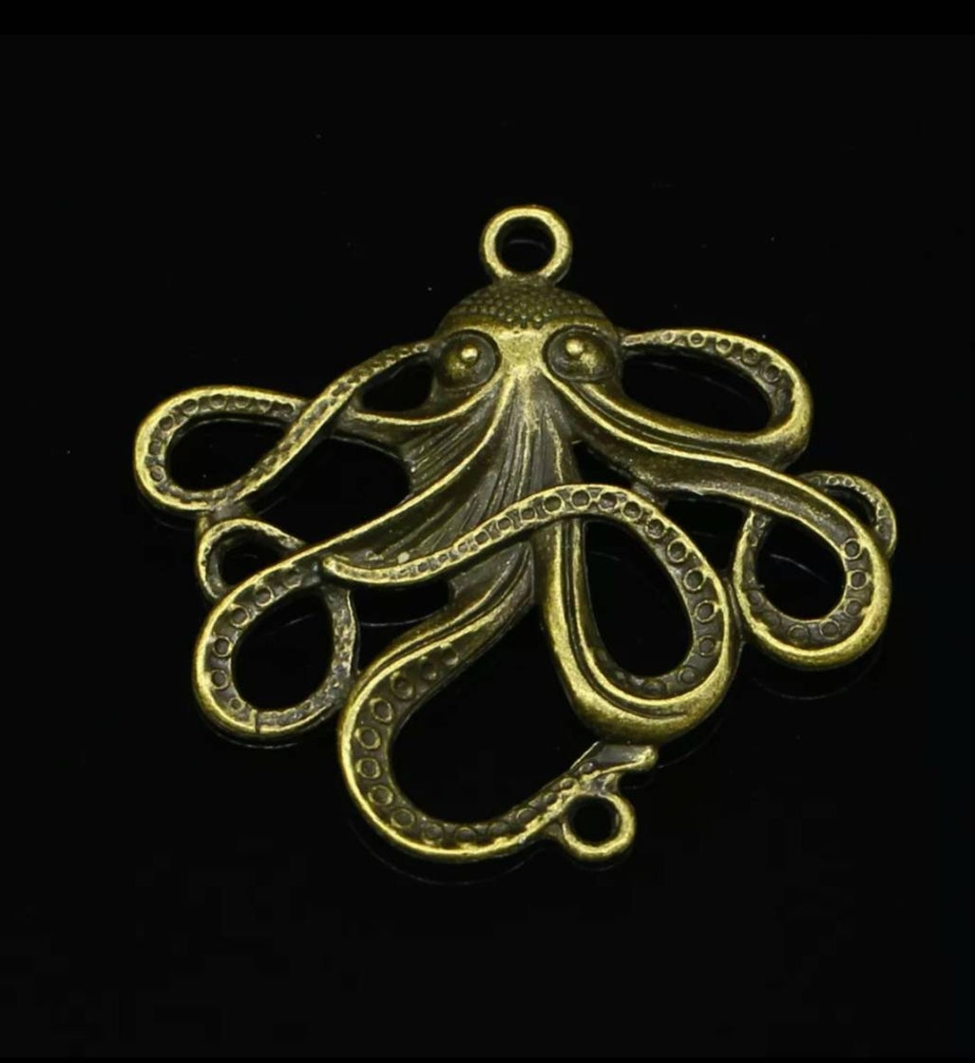 Large Bronze Octopus Connector Giant Octopus Pendant With Loops ...