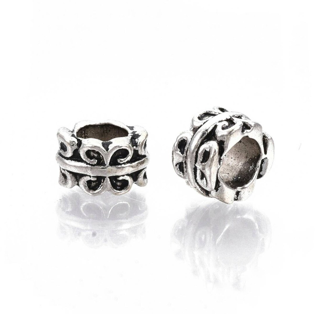 10 Fleur De Lis Spacer Beads Larger Hole With Beautiful Details Antique ...