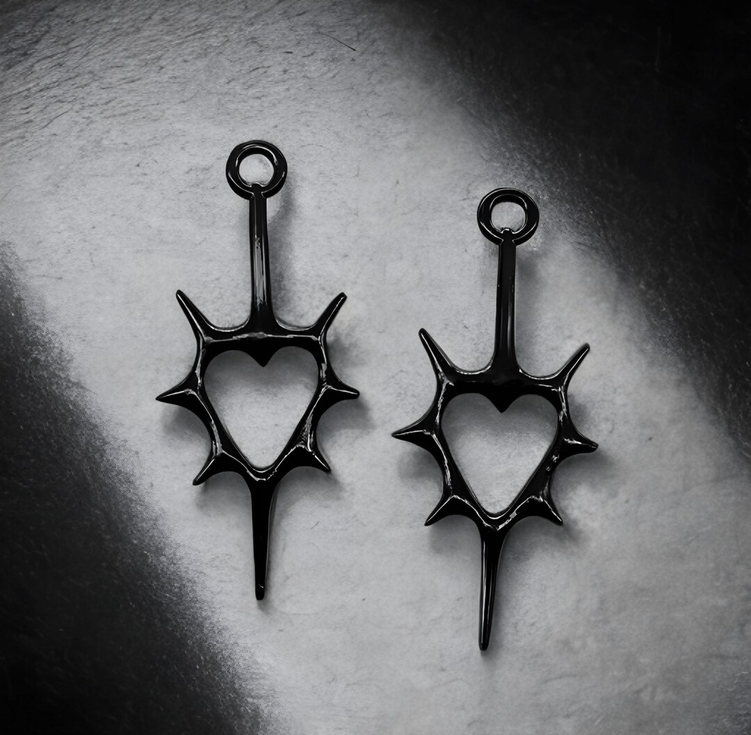 Long Black Barbed Wire Heart Charms Sword Pendants With Barbed Wire ...