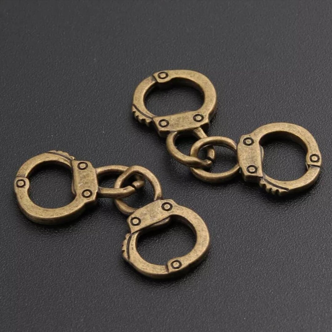Handcuff Connectors Charms Pendants Bronze Police Partners in Crime ...