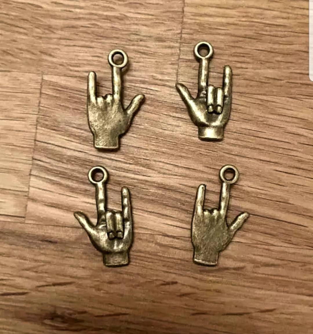I Love You Charms ASL Sign Language Small Dimensional Hand Signs Bronze ...