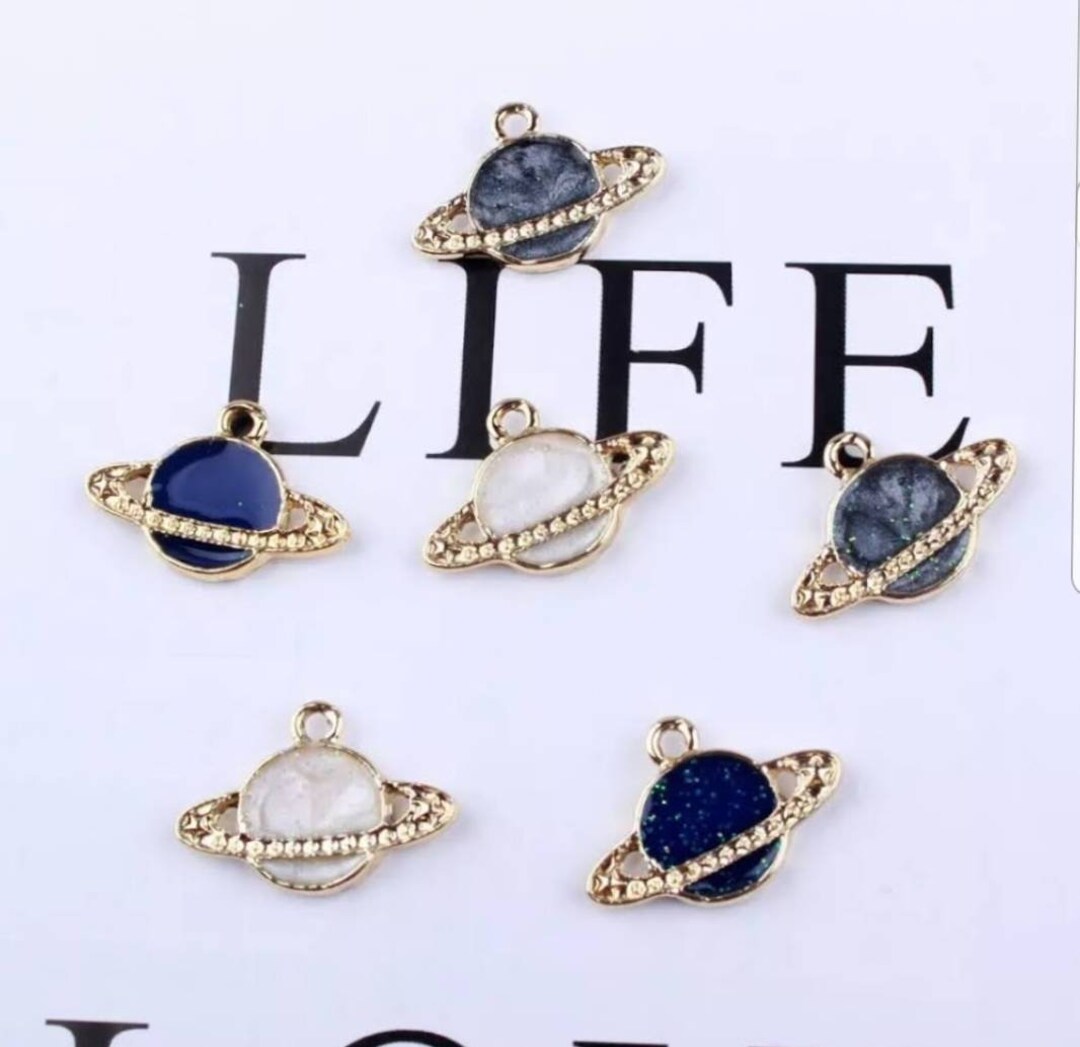 Enamel Saturn Charms Pearlized Enameled Saturn Charms Celestial Charms ...