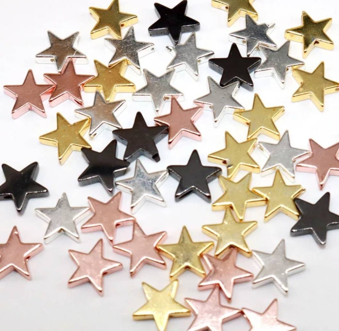 15 Tiny Hematite Star Beads Gold Silver Black Star Spacer Beads ...