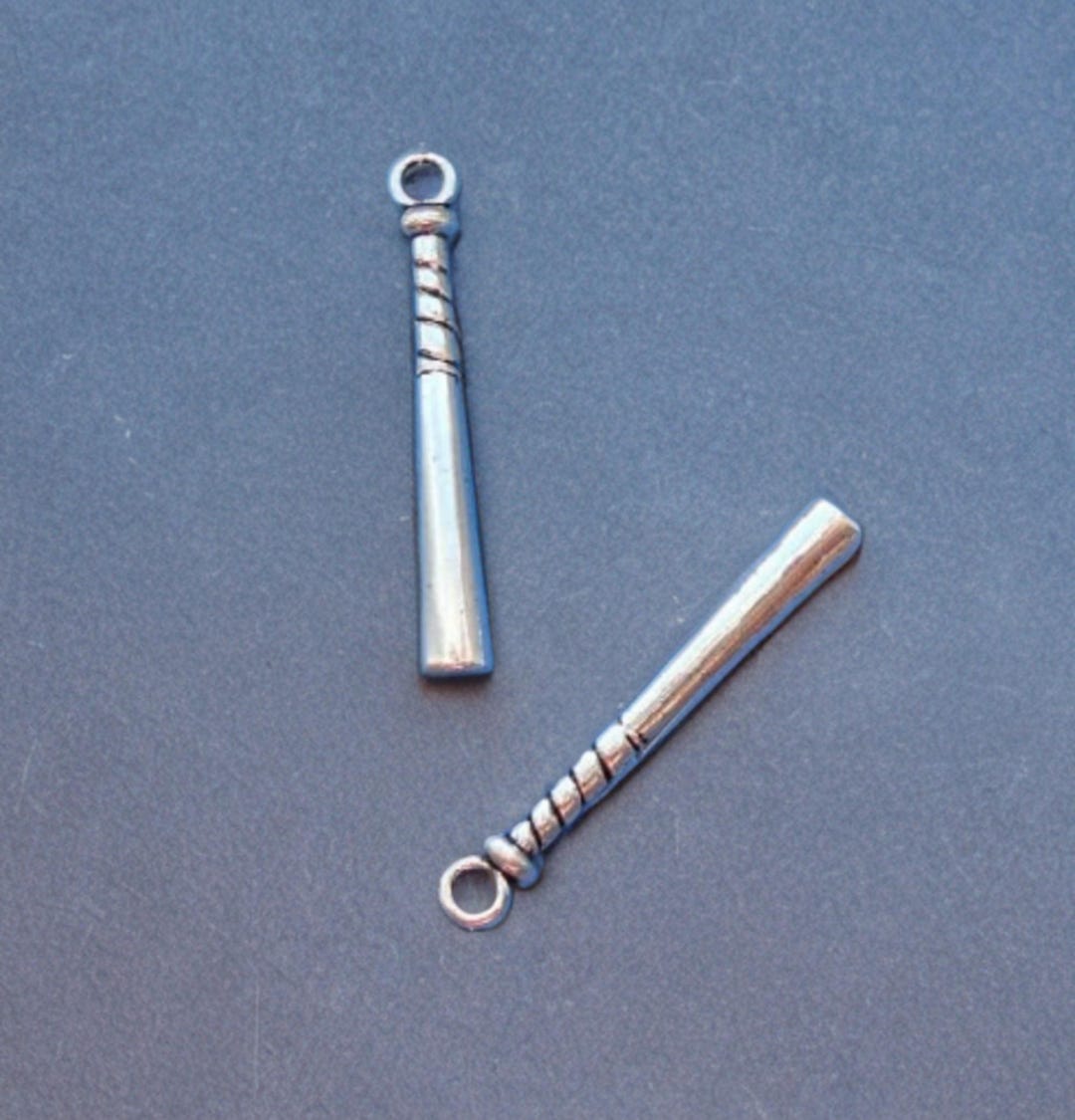 Baseball Bat Charms Softball Bats Pendants 3-D Silver Coach Summer ...