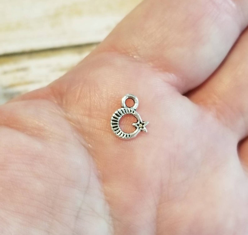 Tiny Crescent Moon Star Charms Mini Celestial Charms Teeny - Etsy
