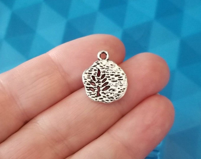 10 Small Tree Charms Cut Out Filigree Leaf Double Sided Design Silver ...