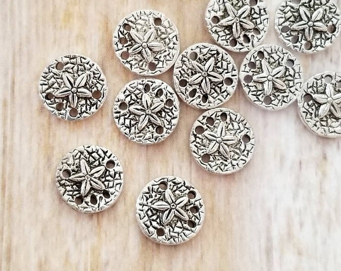 10 Mini Sand Dollar Charms Little Double Sided Well Crafted Sea Shell ...