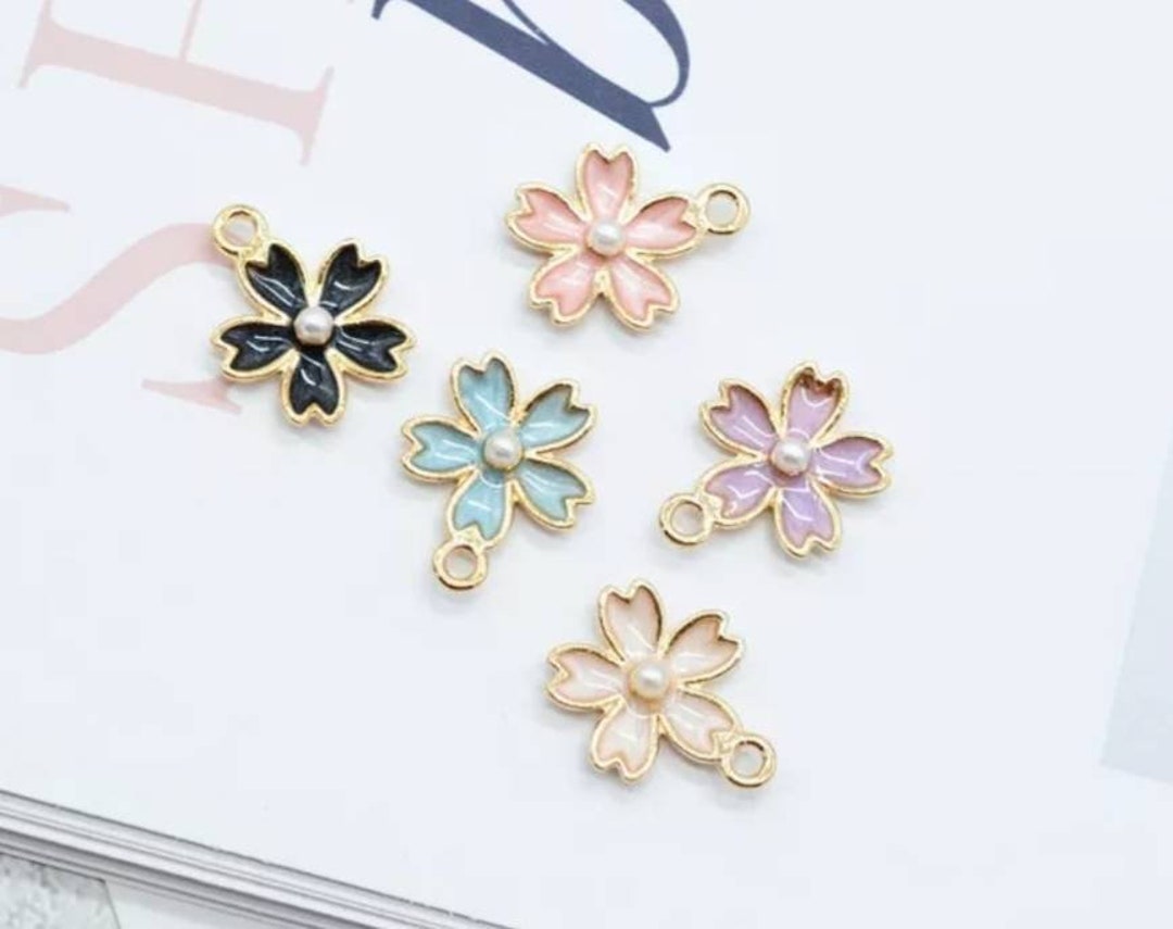 Beautiful Enamel Flower Charms Colorful Enameled Flowers With Faux ...