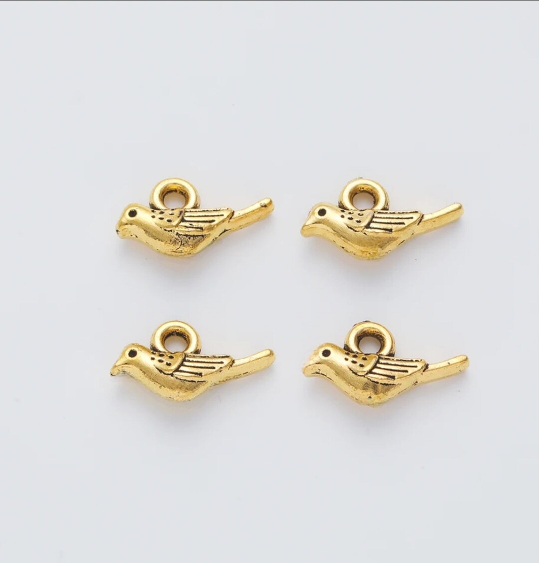 Mini Antique Gold Bird Charms so Sweet Little 3D Tiny Song Birds Mini ...