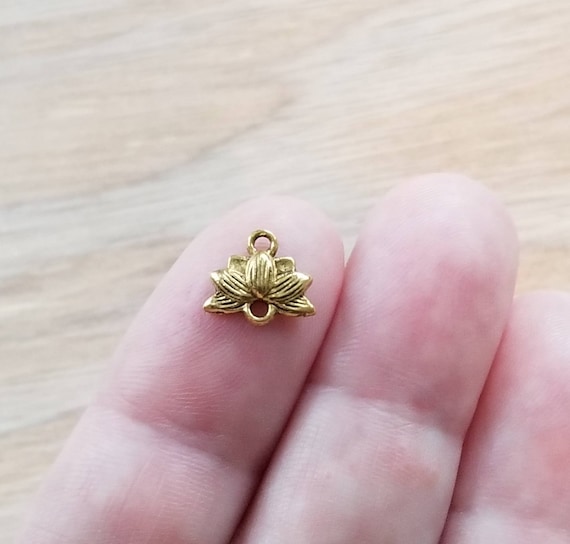 Tiny Lotus Connectors Mini Antique Gold Lotus Flower Connector - Etsy