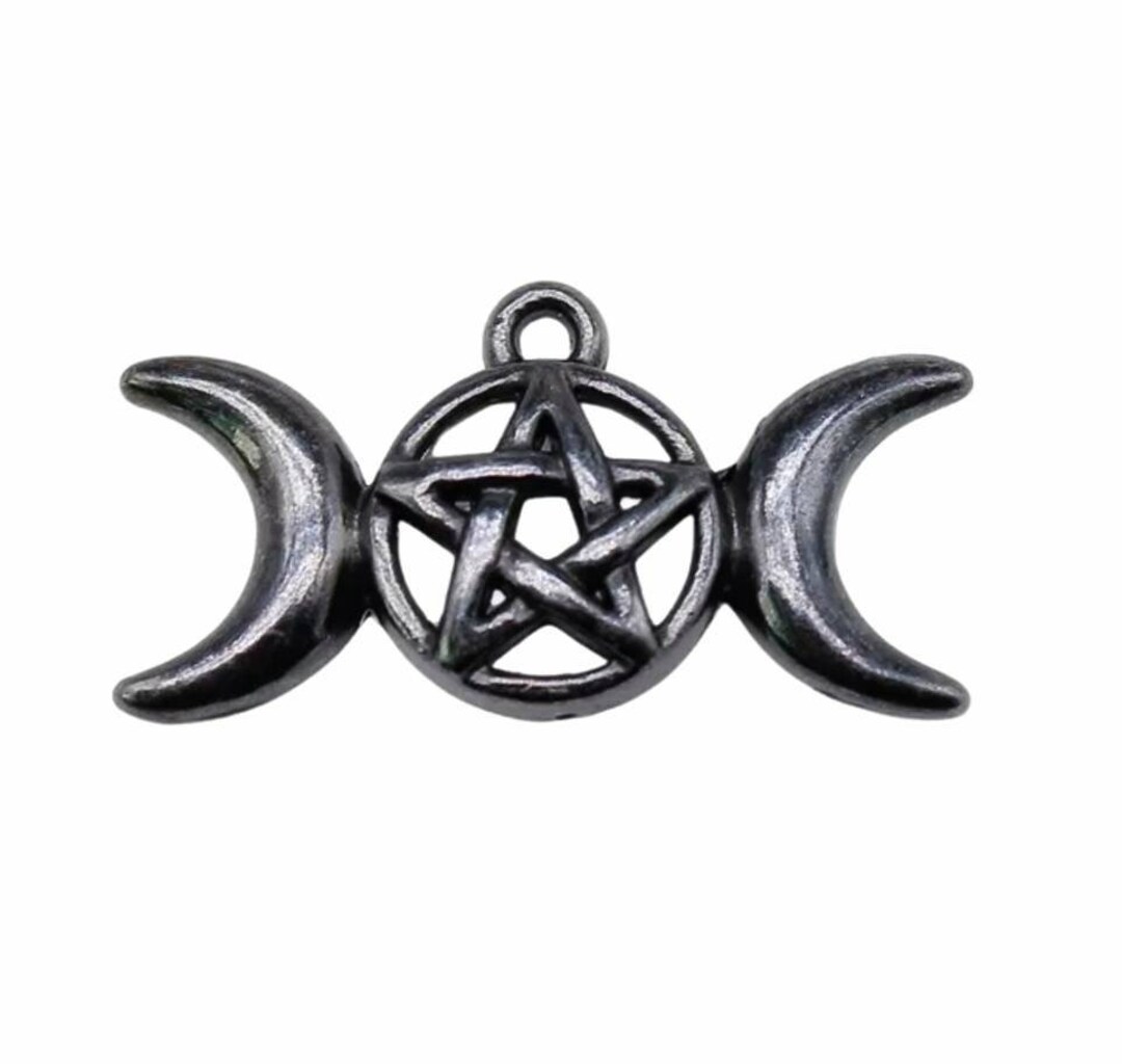 Stunning Black Triple Moon Charms Electroplate Black Pentacle Pendants ...